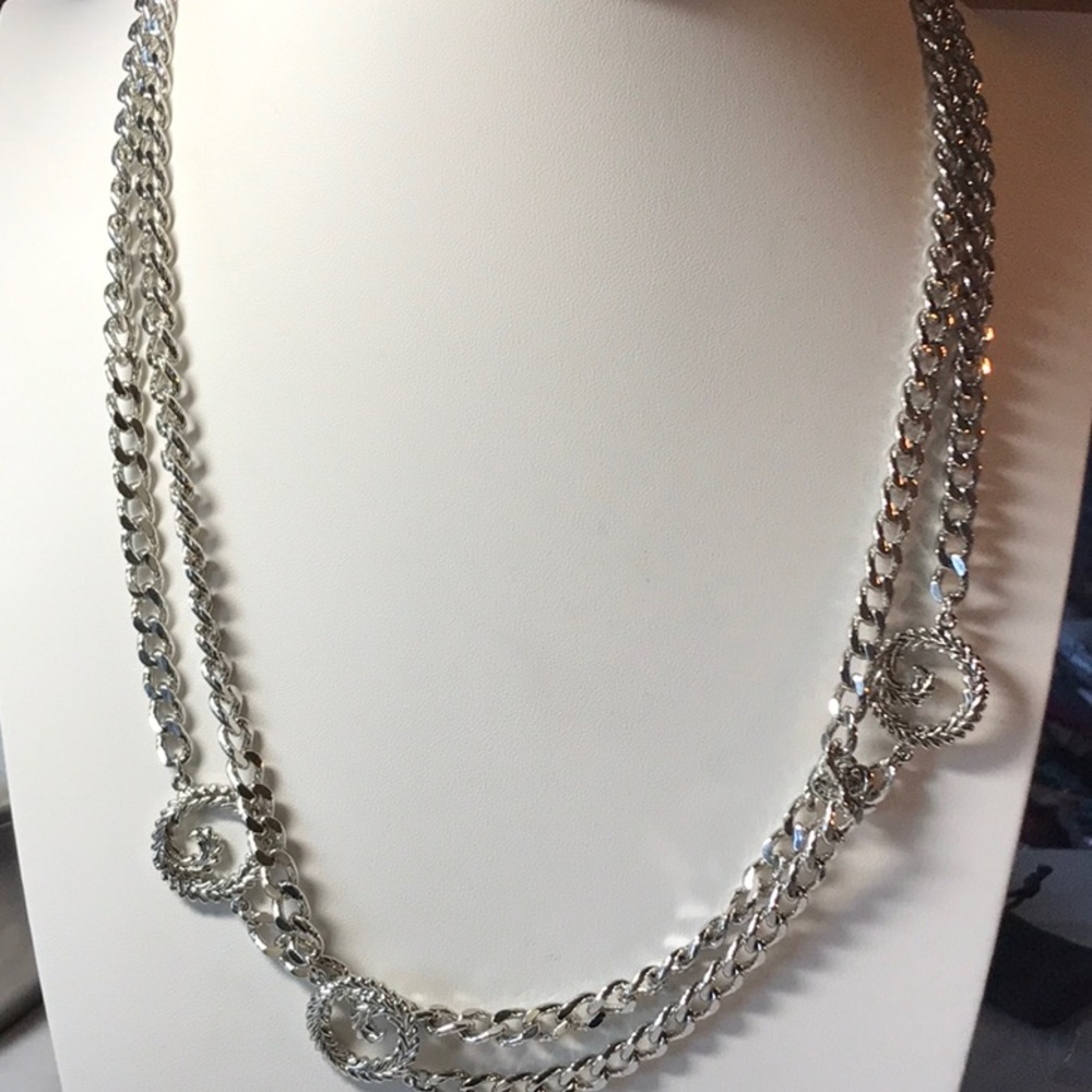 Monet Necklace In Silver Tone, Chunky Chain, Vintage … - Gem